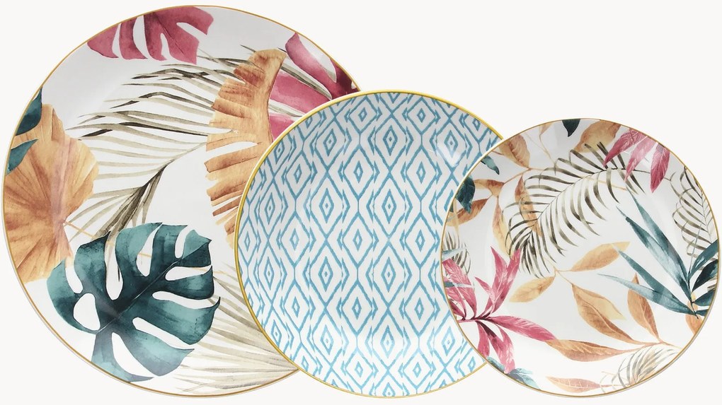 Sada porcelánového nádobí Madison Tropical Rose, pro 6 osob, 18 dílů