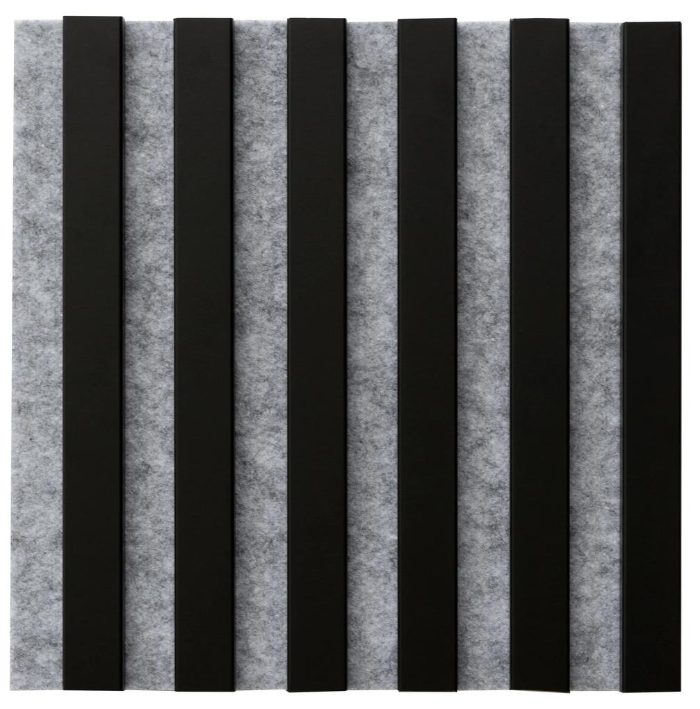 WallART Dekorativní nástěnné lamely s filcem, Černý mat / šedý 270x30x0,8 cm - 6 lamel