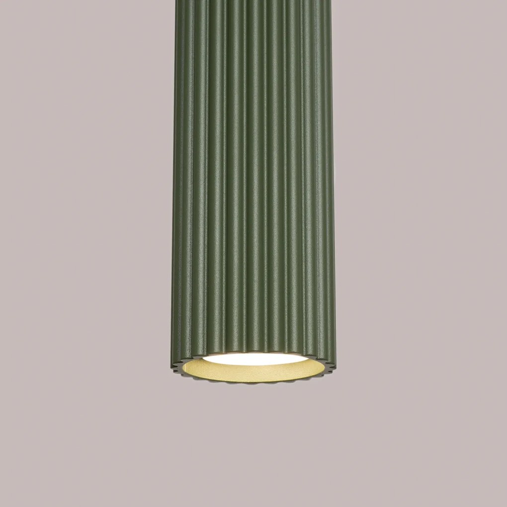 Sollux Lighting Závěsná lampa KARBON 3L olivově zelená