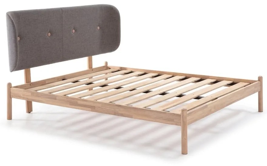 Dřevěná postel s tmavě šedým čelem Marckeric Ellie, 160 x 200 cm