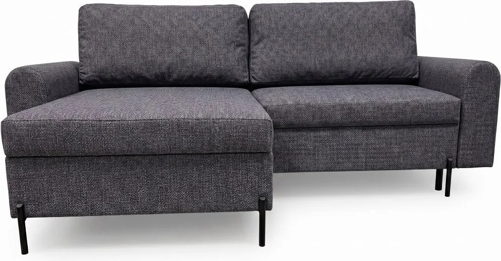 Rohová rozkládací sedací souprava do L PORTINE, 245 cm, s úložným prostorem Roh pohovky: Pravý roh, Barva látky Sawana: Tmavě modrá (Sawana 80)