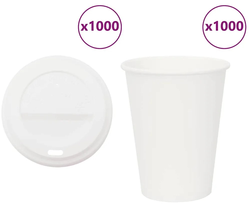 Papírové kelímky na kávu s víčky 1000 pcs 12oz 300ml 3325217