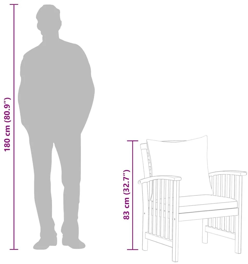 vidaXL Marketos Zahradní židle s poduškami 2 ks masivní akáciové dřevo