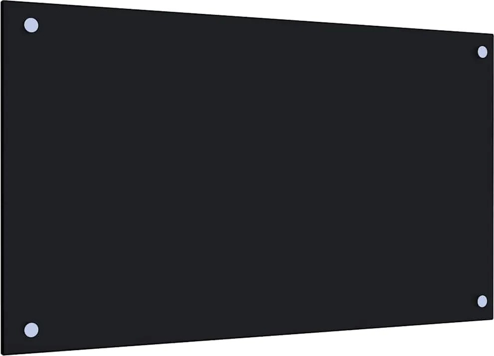 Kuchyňský panel černý 70 x 40 cm tvrzené sklo 249481