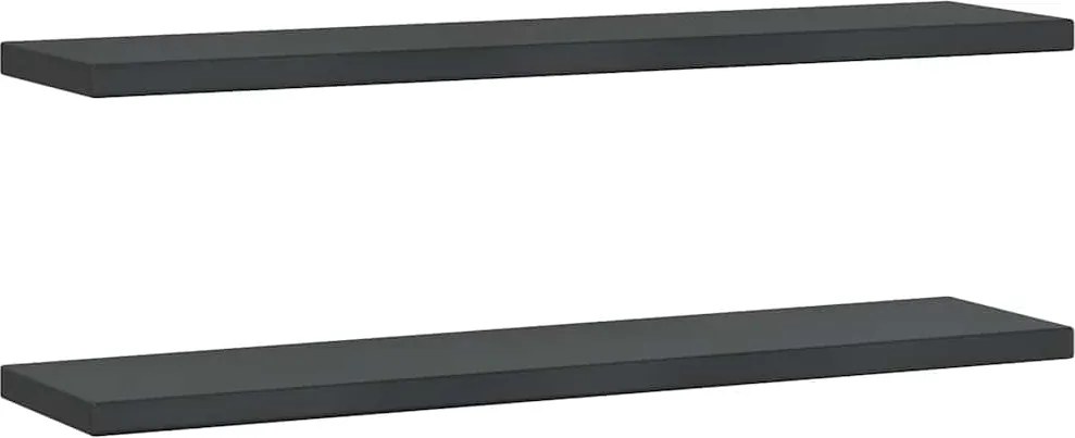 Nástěnné police 2 ks 100 x 23,5 cm černé nerezová ocel 30289