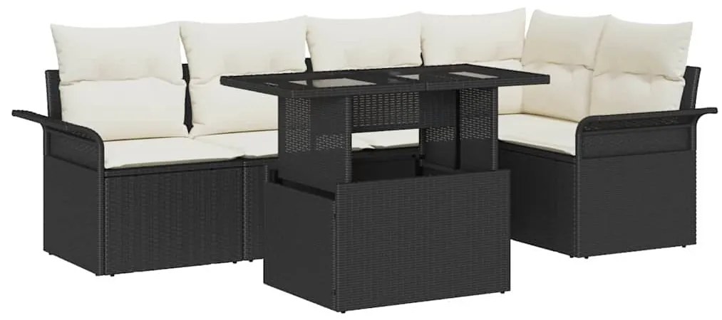 Sada zahradních pohovek 6 ks Černá [Syntetika]: Poly Ratan 3357020