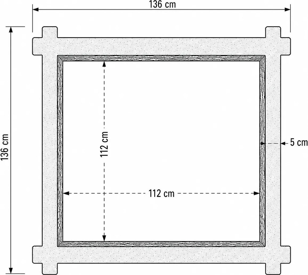 Báča Beton Betonový vyvýšený záhon - štípaný kámen 136 x 136 cm Výška záhonu: 50 cm, Barva záhonu: Přírodní šedá