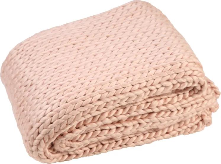 Pletená deka s velkými oky STARORŮŽOVÁ | BIANO
