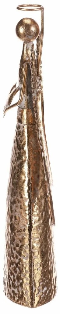 Vánoční kovová dekorace Anděl 34 cm se srdcem, zlatá, 34 cm