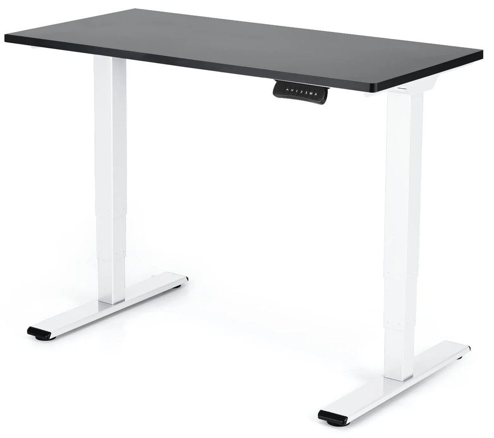 Výškově nastavitelný stůl Liftor 3segmentové nohy bílé,   deska 1180 x 600 x 25 mm černá