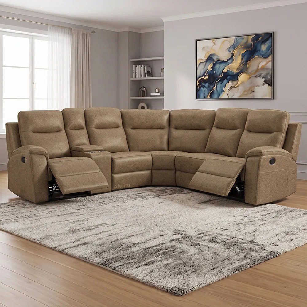Sedací souprava MALAGA | 248x276 cm | UNIVERZÁLNÍ levá i pravá | s FUNKCÍ RELAX | hnědá látka | EXTRA POHODLNÉ