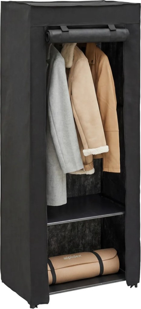 Textilní šatní skříň DRESSY, 70 x 45 x 165 cm - černý
