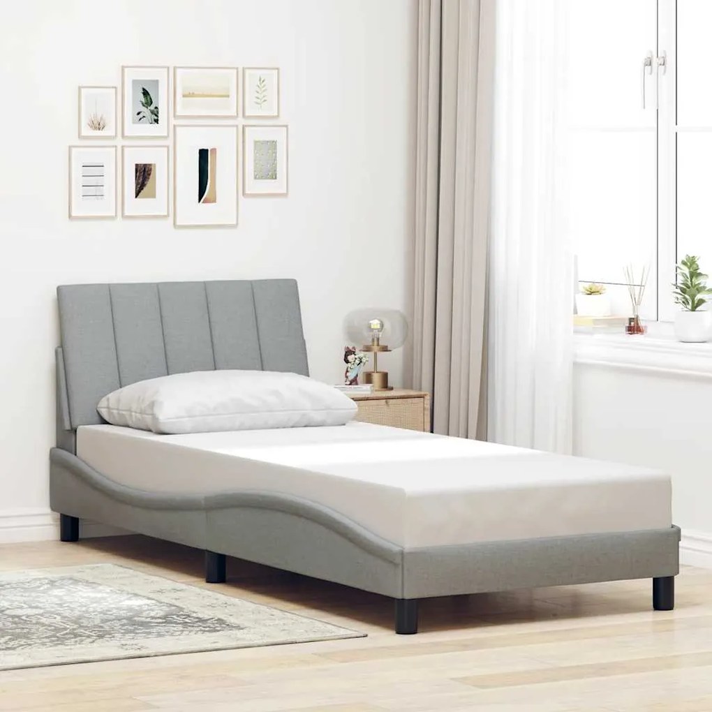 Rám postele bez matrace Hanko světle šedý 90 x 200 cm textil 3310363
