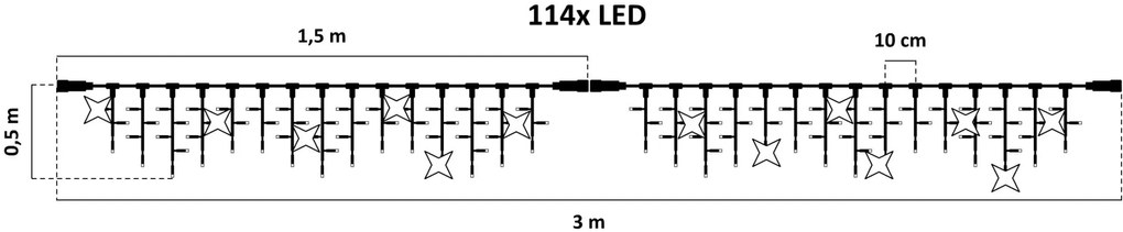 LED rampouchy světelné, FLASH, 3× 0,5 m, teple bílá, 114 diod,IP67