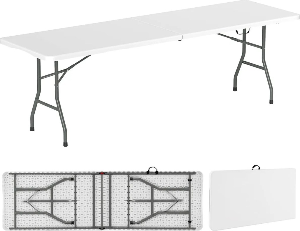 Costway XXL zahradní stůl s HDPE stolní deskou a rukojetí, skládací párty