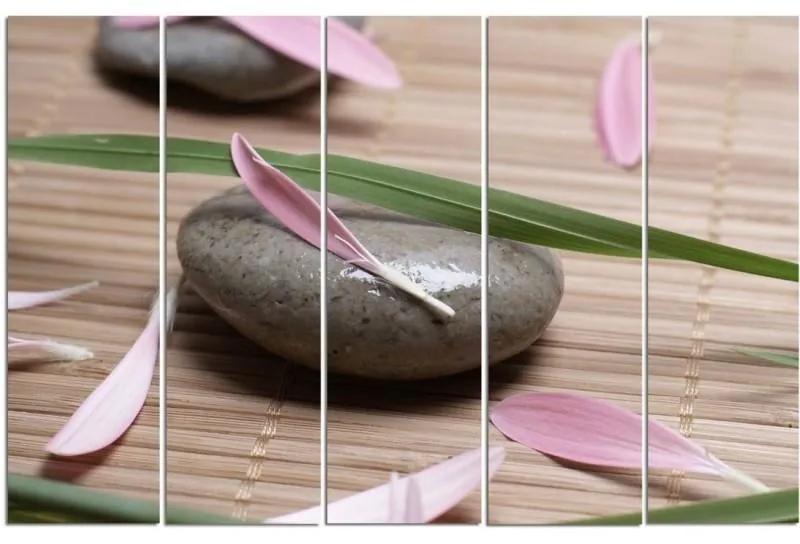 CARO Obraz na plátně - Zen Stone With Flower Petals 150x100 cm