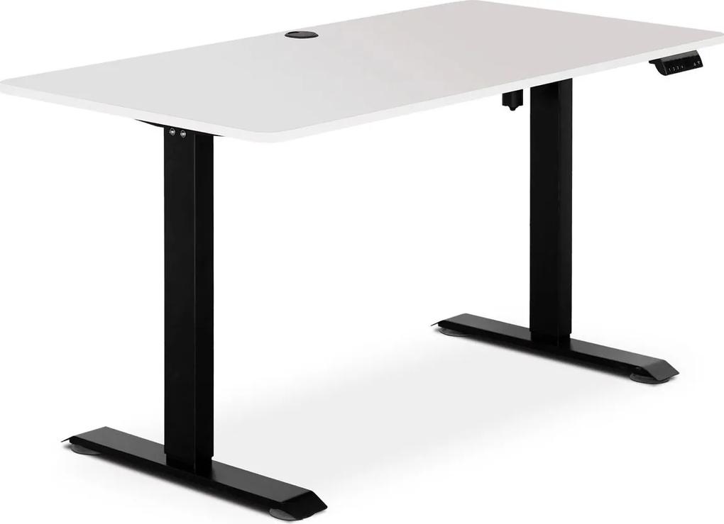 Autronic Kancelářský polohovací stůl s elektricky nastavitelnou výší pracovní desky. Bílá deska. Kovové podnoží v černé barvě. LT-W140 WT
