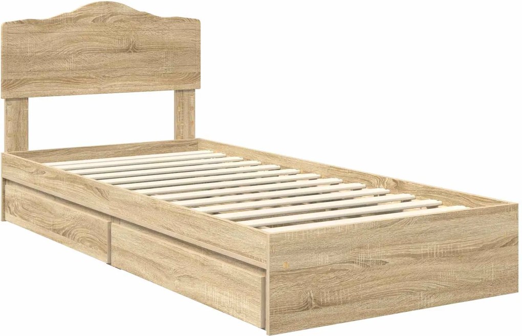 Postel s úložným prostorem se zásuvkou Sonoma dub 90 x 200 cm 3413133