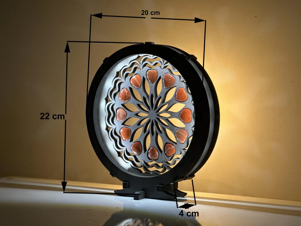 Li-Go "Srdce, karneolová mandala" Stolní lampa 20x22 cm černá s patinou