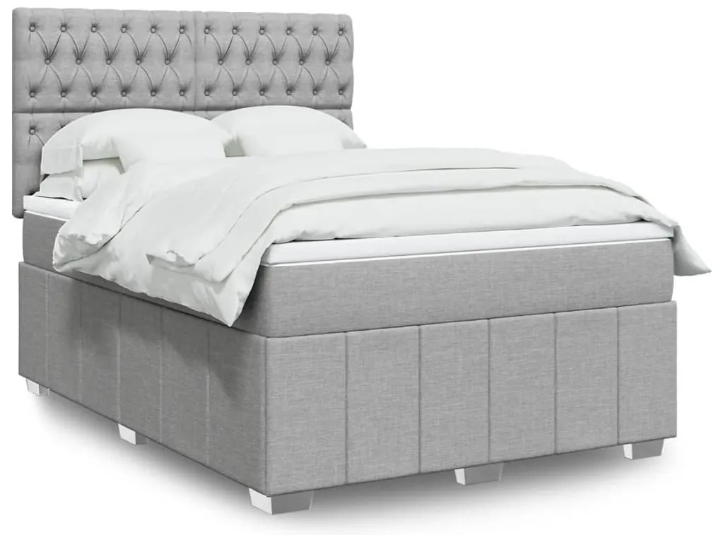 Box spring postel s matrací světle šedá 160 x 200 cm textil 3291726