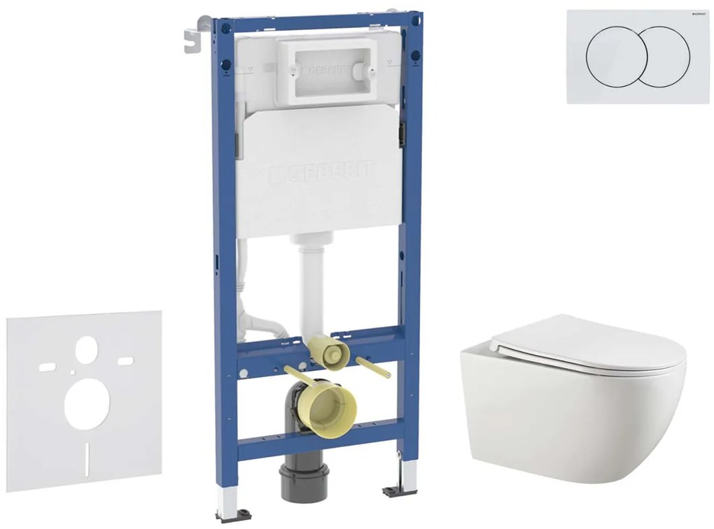 Geberit Duofix - Set předstěnové instalace, klozetu Gaia a sedátka softclose, tlačítko Delta01, alpská bílá SANI11CA3124B