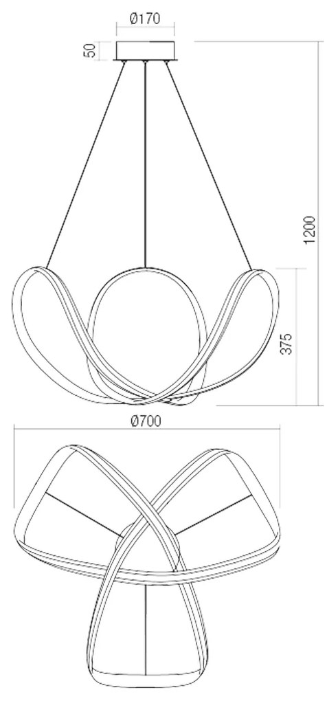 Redo 01-1785 závěsné LED stmívatelné svítidlo Nucleo bronz, 55W, 3000K, ø70cm