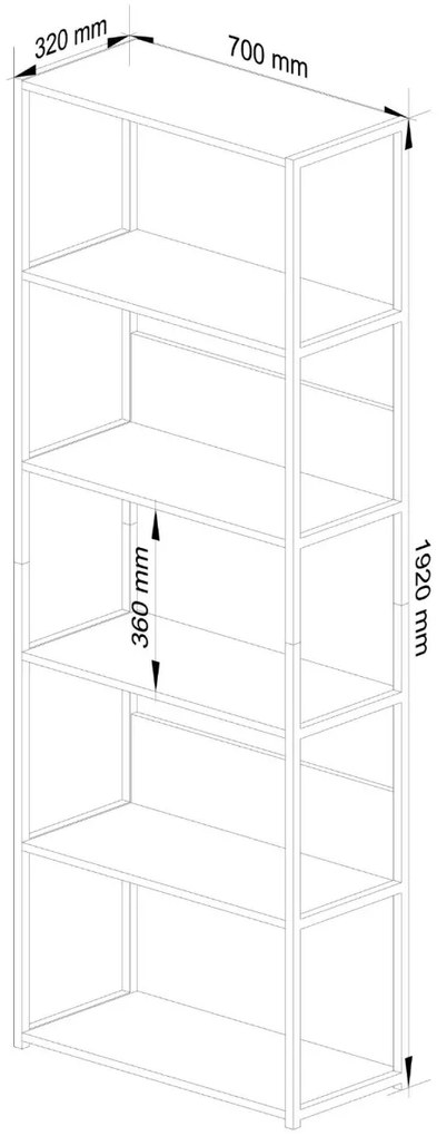 Regál LOFT 70 cm bílý/dub sonoma