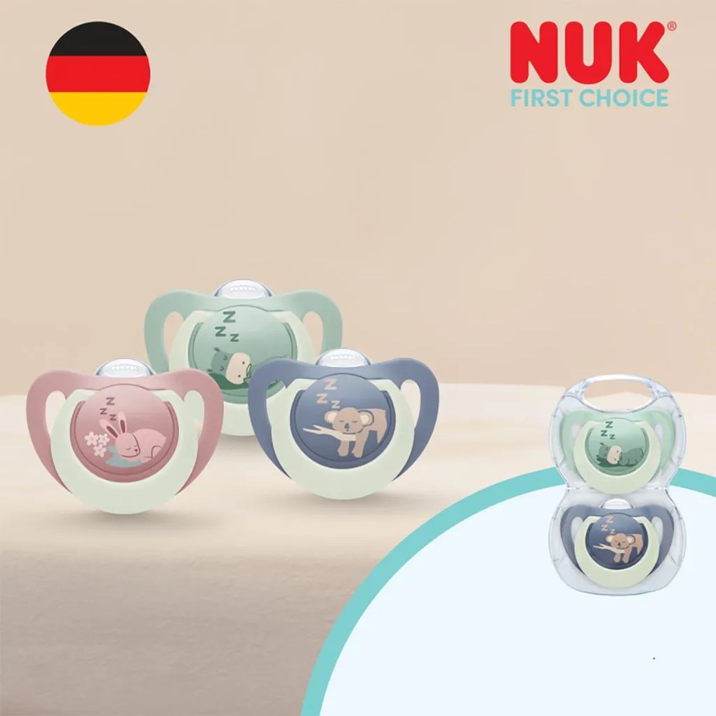 Dudlík NUK First Choice Night 0-6m 2 ks Bunny/Sheep velikost 0-6 m