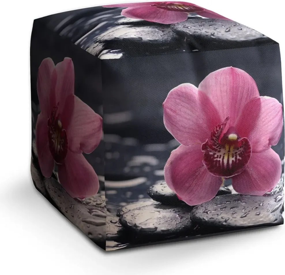 Sablio Taburet Cube Orchidej - 60x60x60 cm