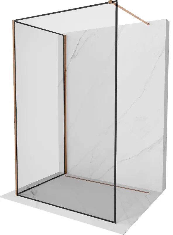 Mexen Kioto sprchová zástěna Walk-in 140 x 70 cm, černý rámeček, růžové zlato - 800-140-212-60-70-070