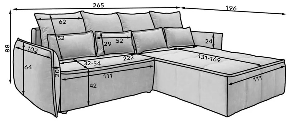 Béžová sametová rozkládací/s úložným prostorem rohová pohovka (pravý roh/s lenoškou) Campo – ELTAP