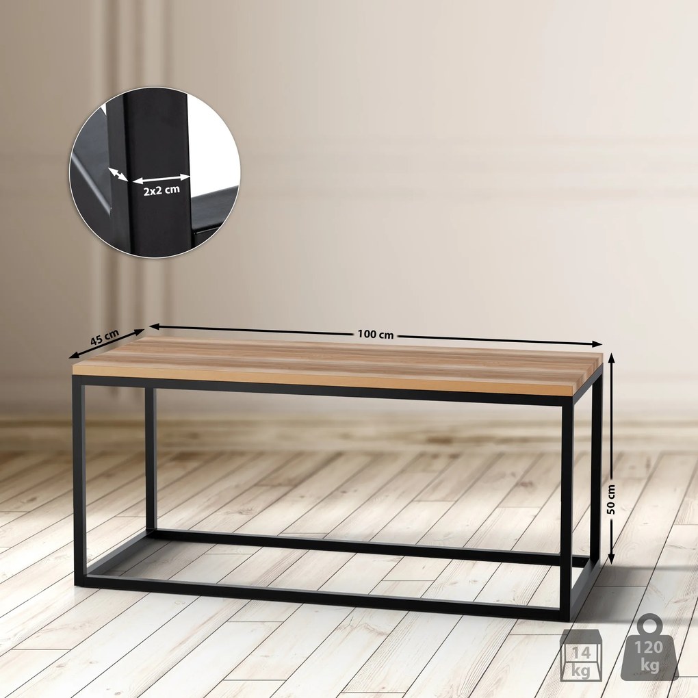 Konferenční stolek Manteo 100x45x50 cm – dubová