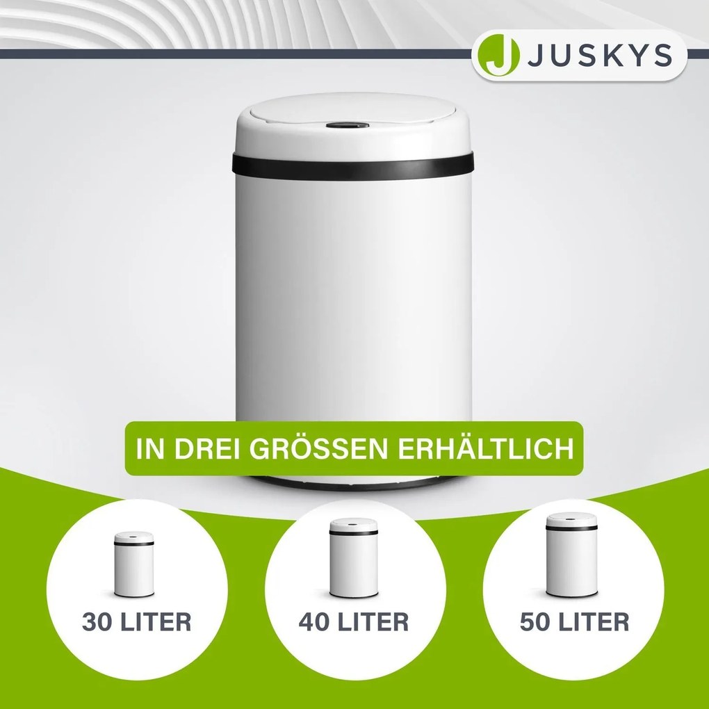 Juskys Kulatý bezdotykový odpadkový koš Barva: Bílá, Velikost: 40 L