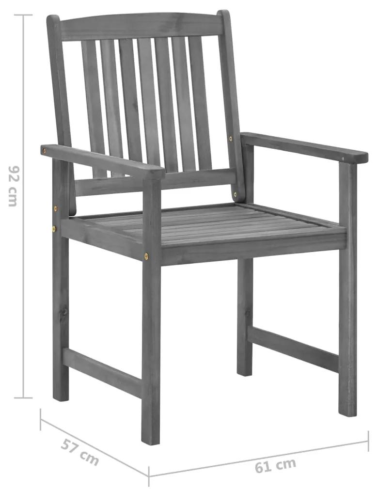 Zahradní židle s poduškami 4 ks šedé masivní akáciové dřevo,  3061244