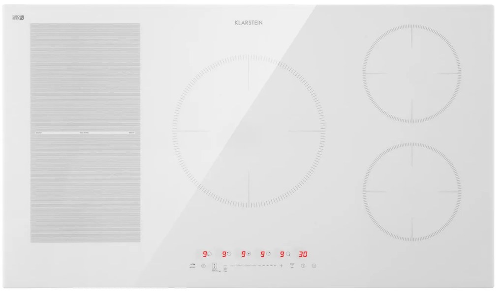 Klarstein Delicatessa 90 Hybrid, indukční varná deska, vestavná, 7400 W, 5 zón, bílá