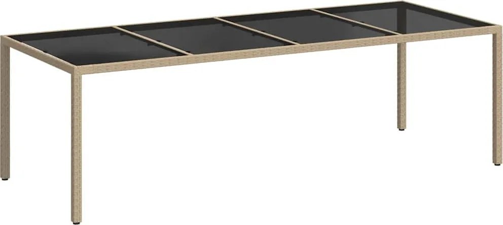 Zahradní stůl béžový 250 x 100 x 75 cm tvrzené sklo a polyratan 316728