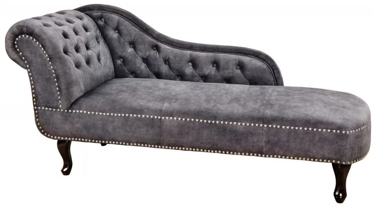 Šedá sametová lenoška Chesterfield 170 cm