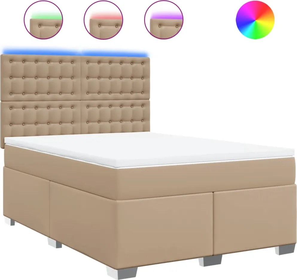 Box spring postel s matrací cappuccino 160x200 cm umělá kůže 3293031