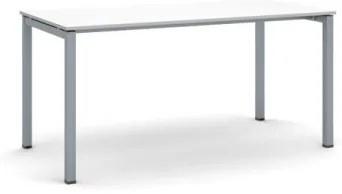 Stůl PRIMO SQUARE se šedostříbrnou podnoží 1600 x 800 x 750 mm, bílá