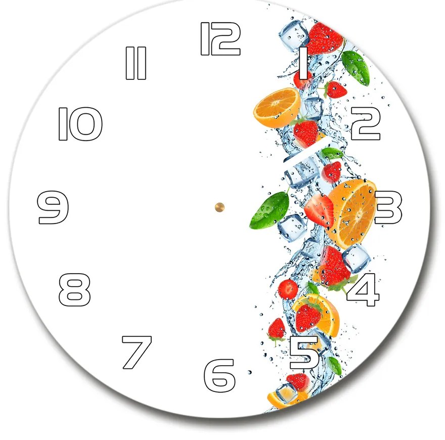 Wallmuralia Skleněné hodiny kulaté Ovoce s ledem fi 30 cm