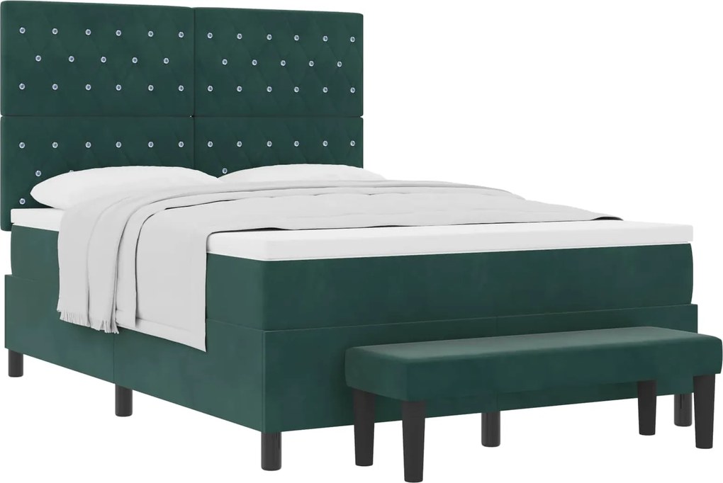 Postel s boxspringem s čelo Tmavě zelená 200 x 140 cm samet 3344453