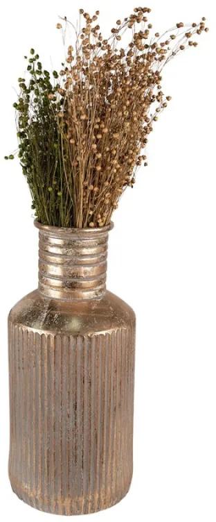 Zlatá antik dekorativní plechová váza – 19x40 cm