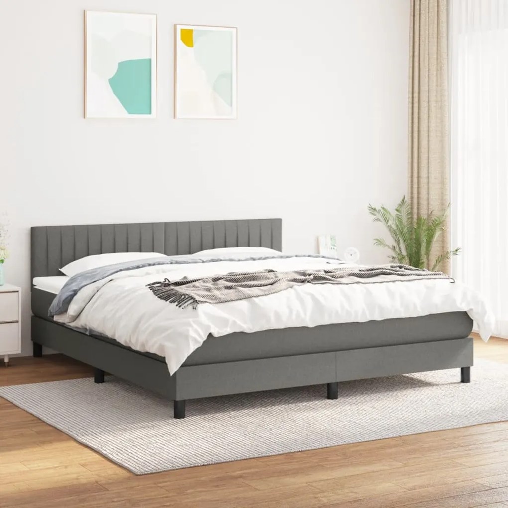 Box spring postel s matrací tmavě šedá 160x200 cm textil 3140226