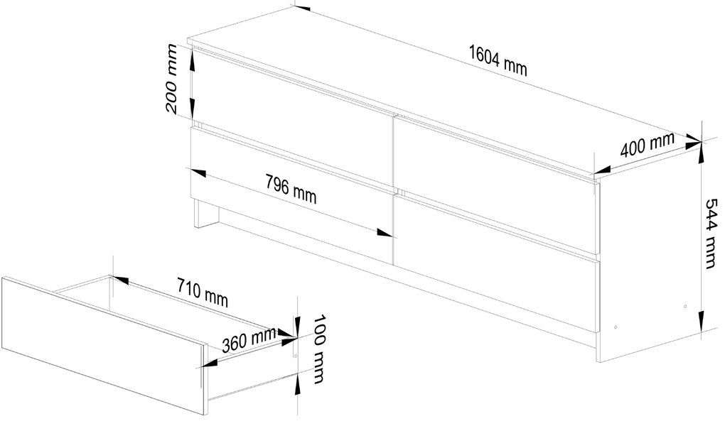 Komoda Kuba 160 cm grafit