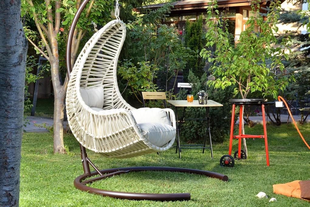 Zahradní houpací židle Kulkan (krémová). 1082958