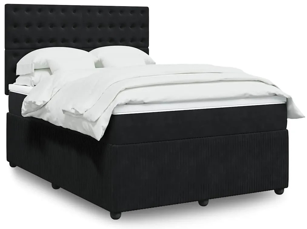 Box spring postel s matrací černá 140x200 cm samet 3294672