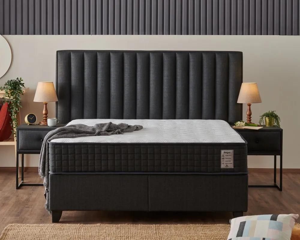 Čalouněná postel REGAL s matrací - antracit 200 × 200 cm