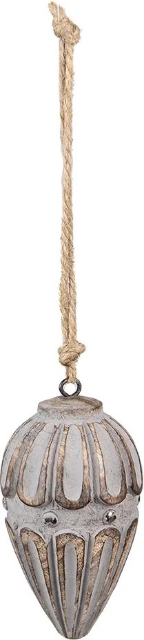 Dřevěná vánoční ozdoba s patinou - Ø 6*11 cm