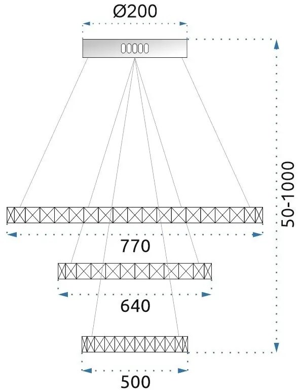 Křišťálové stropní svítidlo na dálkové ovládání LED APP772-3CP stříbrné