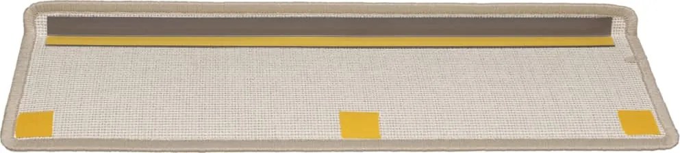Schodové rohože 15 ks 65 x 21 x 4 cm béžové s obdélníkovým okrajem 134573